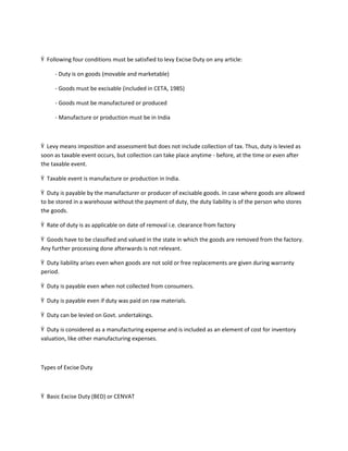 Central excise | DOCX