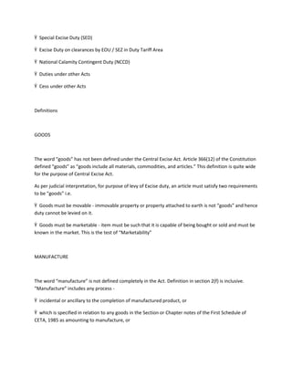 Central excise | DOCX