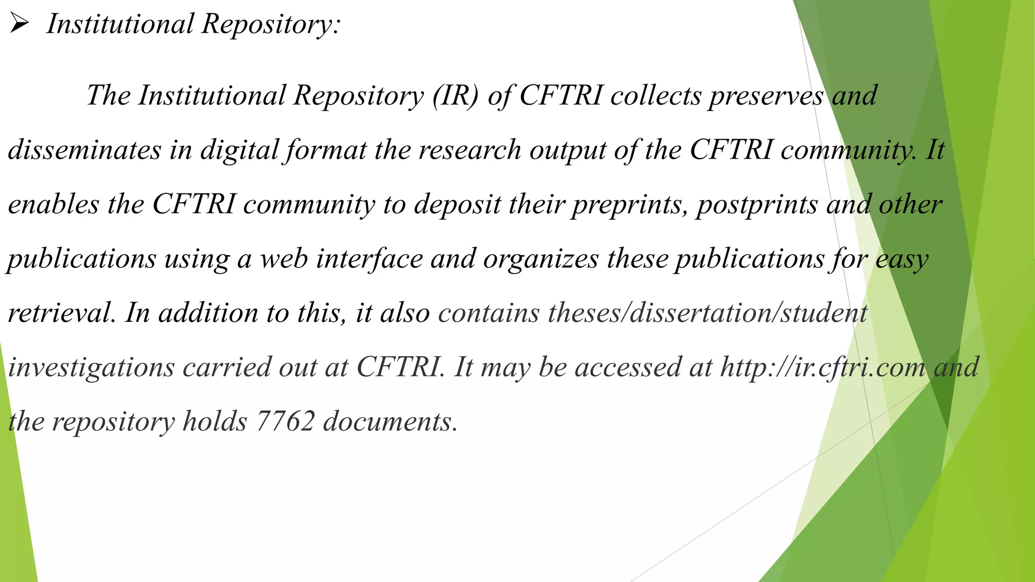 Central food technological research institute, mysore | PPTX