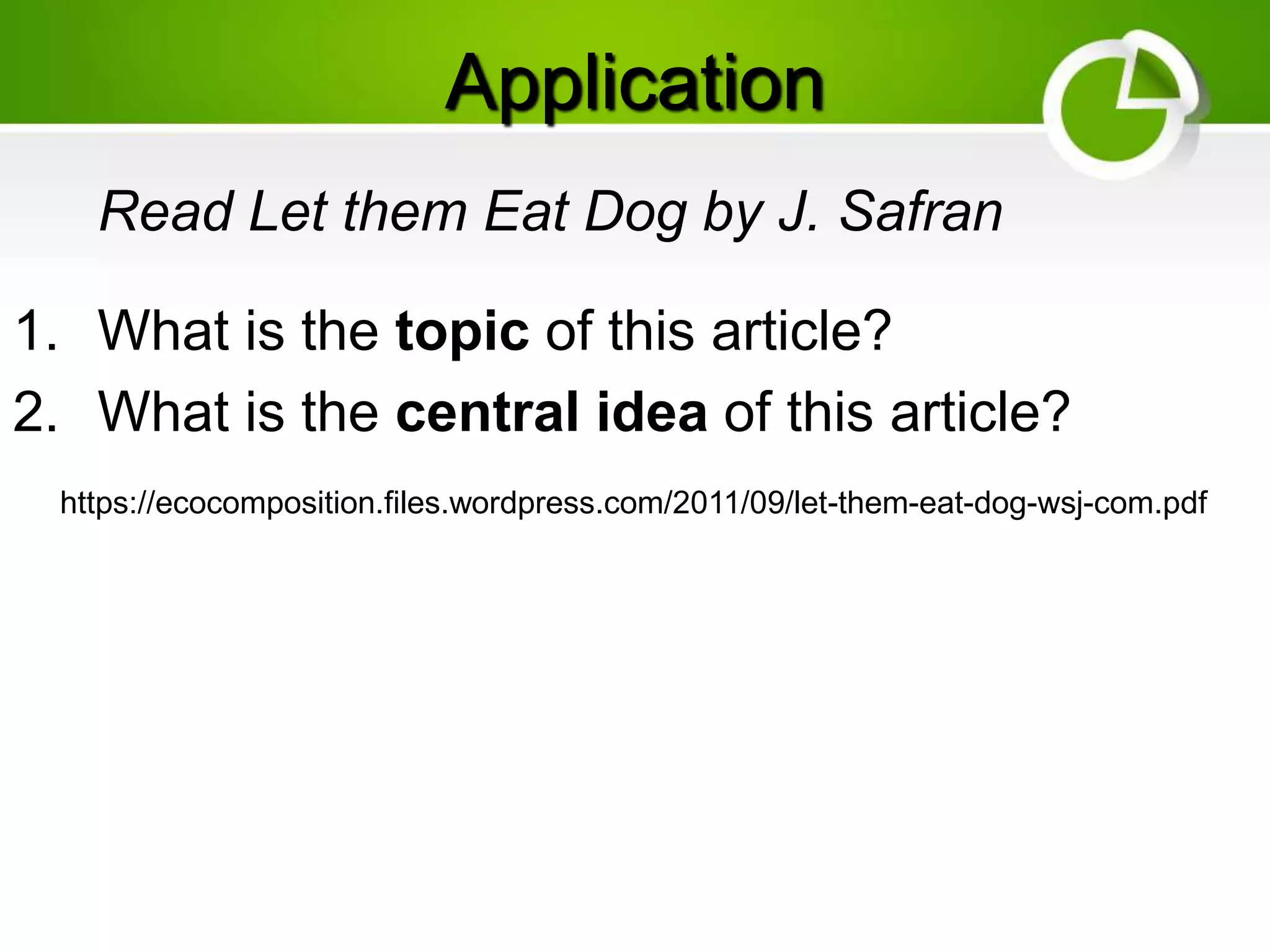 Central Idea vs Theme | PPT