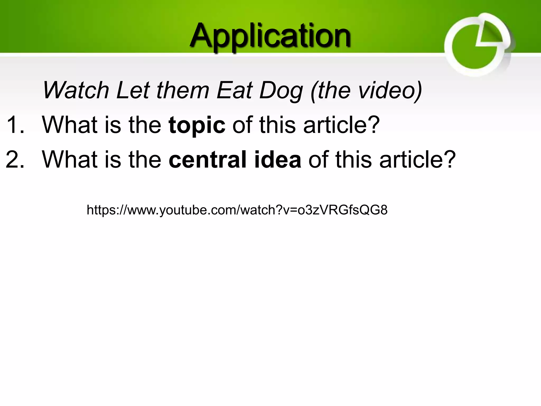 Central Idea vs Theme | PPT