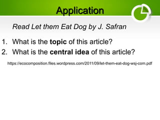 Central Idea vs Theme | PPT