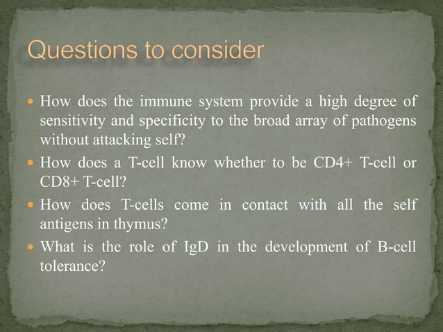 Central immunological tolerance | PPTX