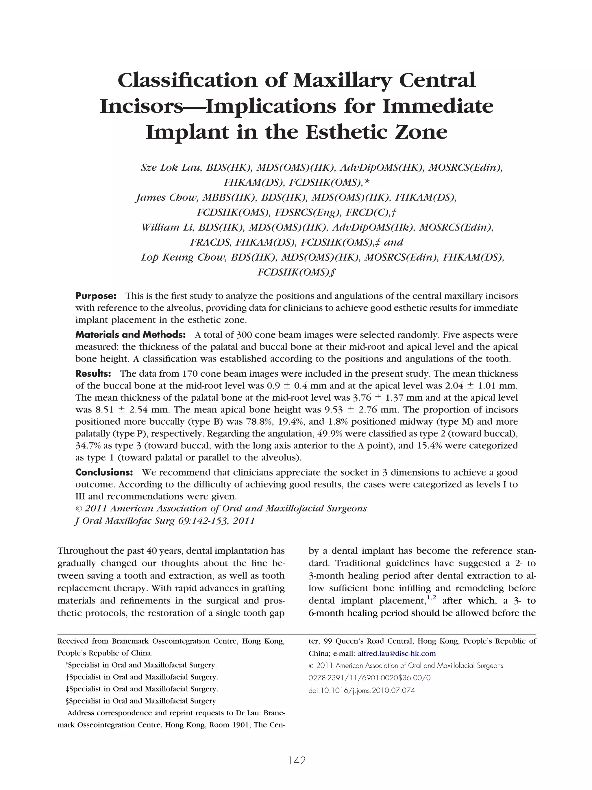 Central incisor implant | PDF