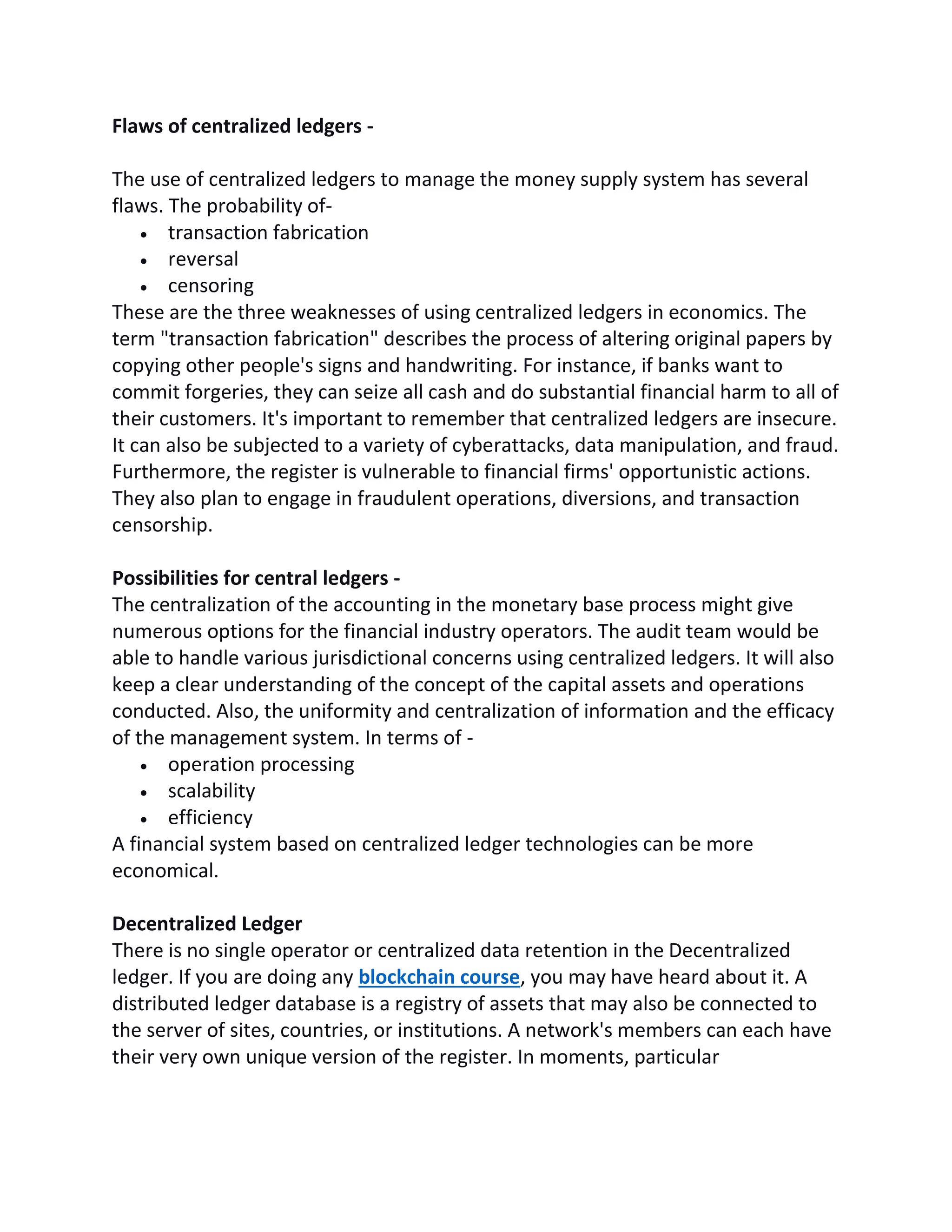 Centralized ledger vs. distributed ledger converted | PDF | Databases ...