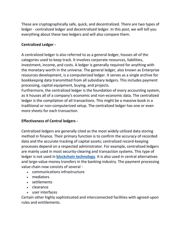 Centralized ledger vs. distributed ledger converted | PDF | Databases ...