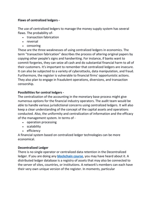 Centralized ledger vs. distributed ledger converted | PDF | Databases | Computer Software and ...