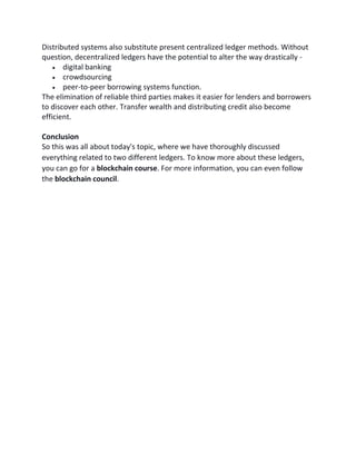 Centralized ledger vs. distributed ledger converted | PDF | Databases | Computer Software and ...