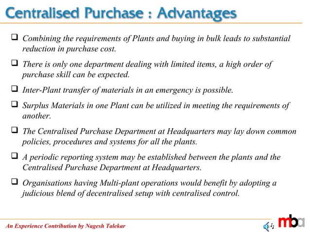 Centralized purchase | PPS | Logistics | Business