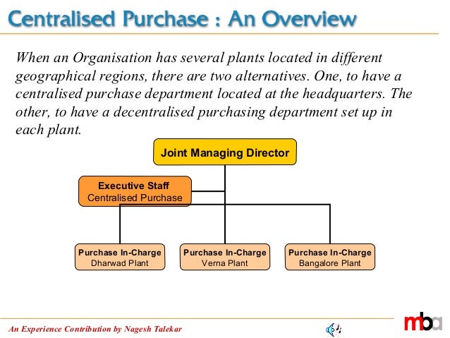 Centralized purchase