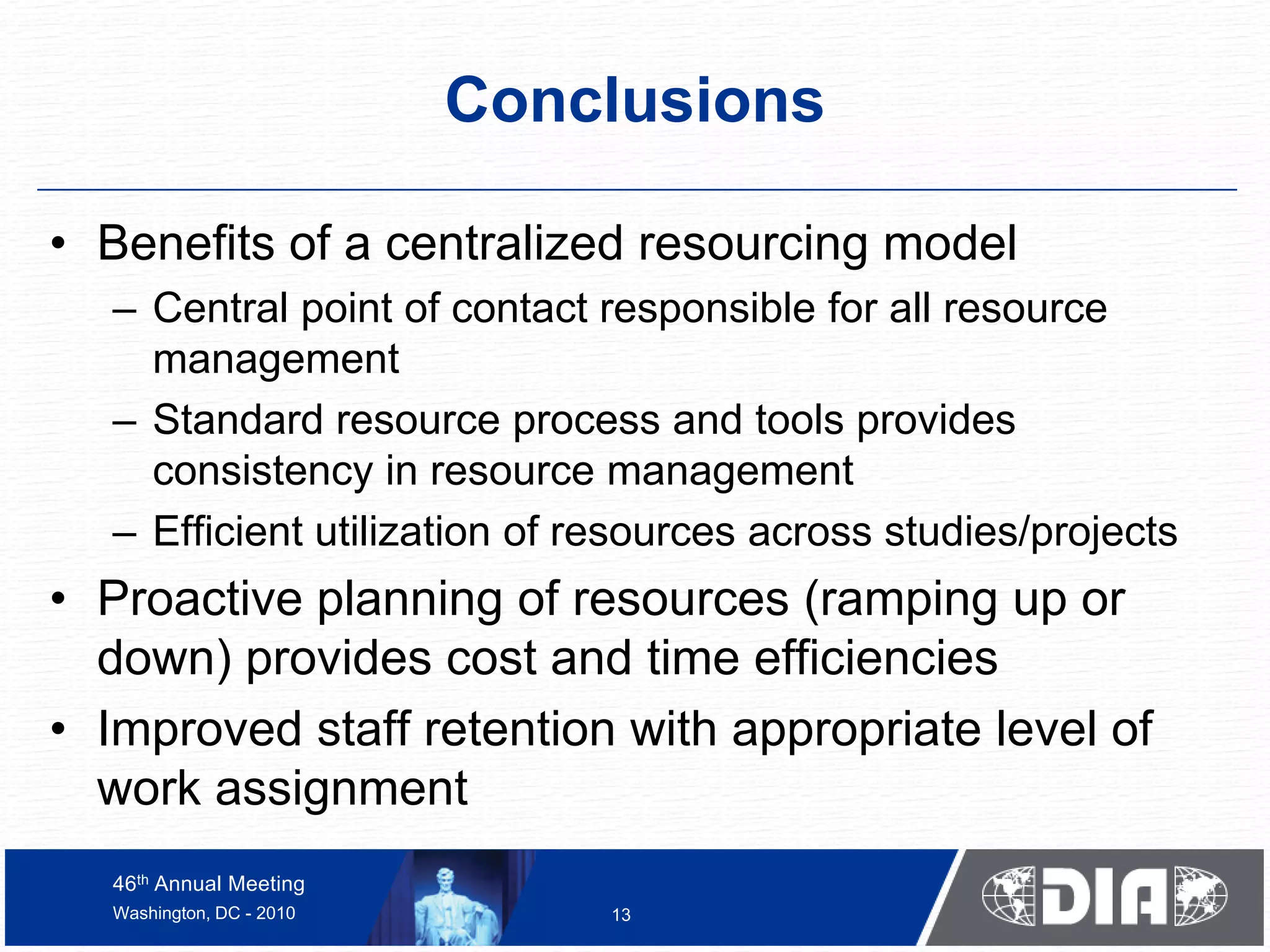Centralized Resourcing Model for Clinical Trials | PDF