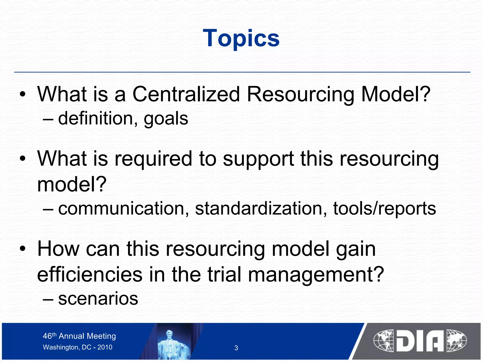 Centralized Resourcing Model for Clinical Trials | PDF