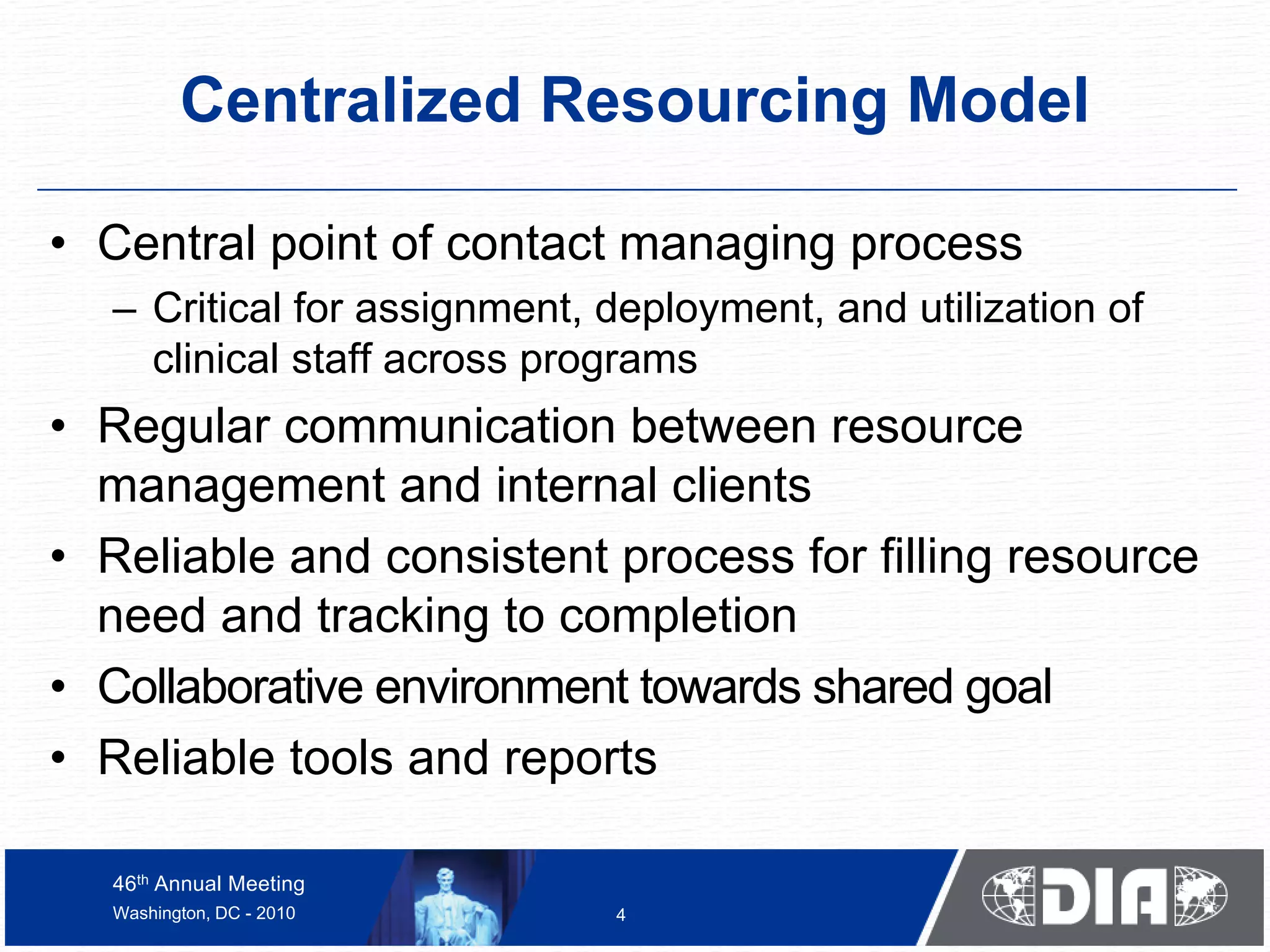 Centralized Resourcing Model for Clinical Trials | PDF