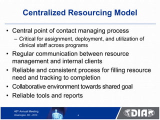 Centralized Resourcing Model for Clinical Trials | PDF