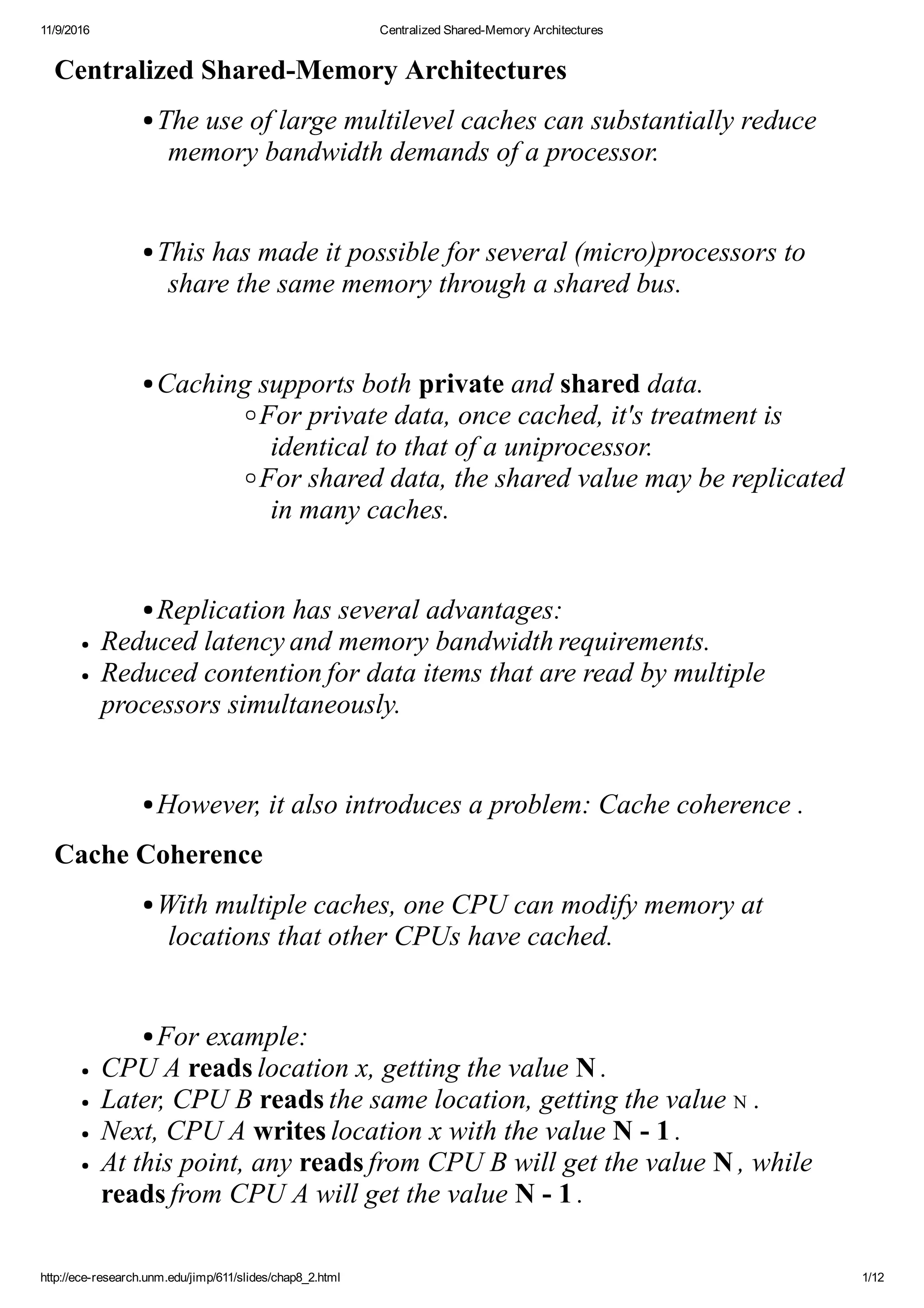 Centralized shared memory architectures | PDF
