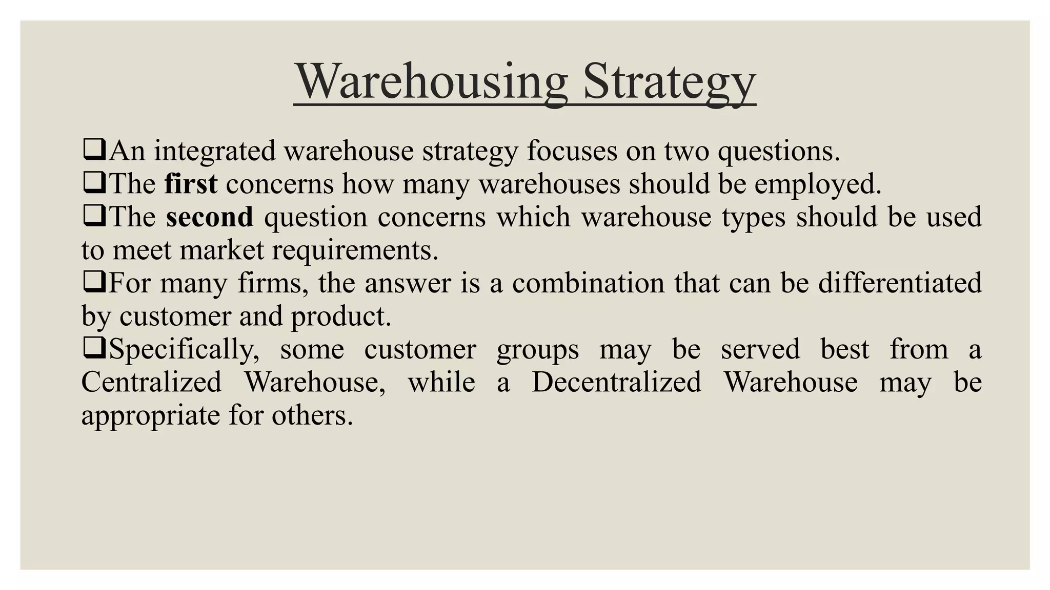 Centralized warehousing | PPTX