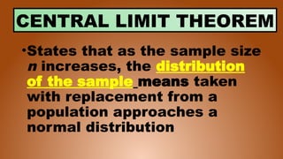 CENTRAL LIMIT THEOREM lesson on statisitic and probability | PPTX