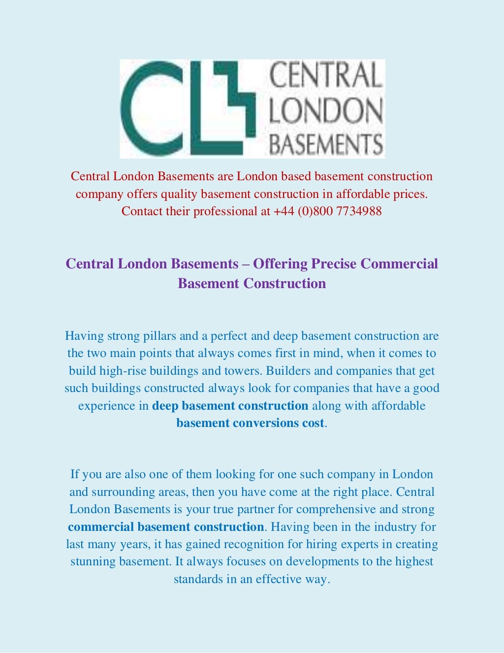Central london basements – offering precise commercial basement ...
