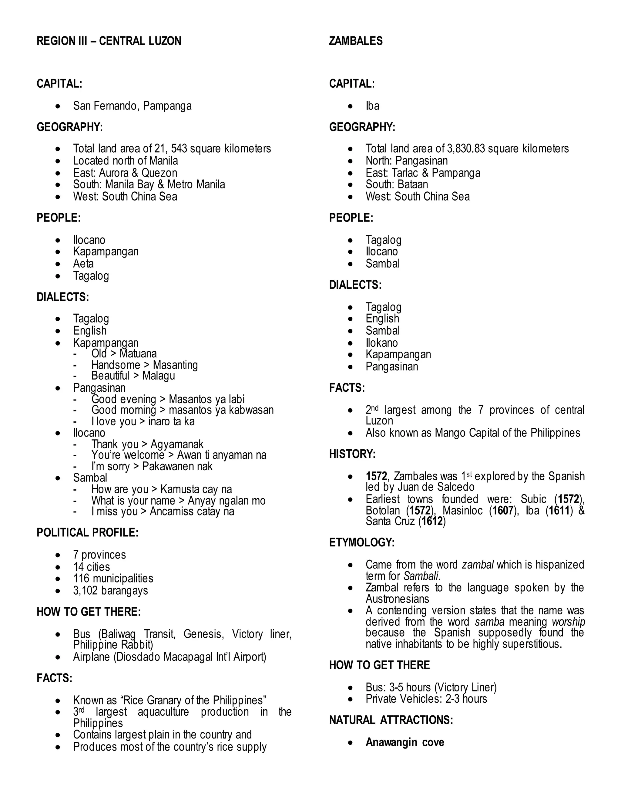 REGION III (CENTRAL LUZON) | DOCX