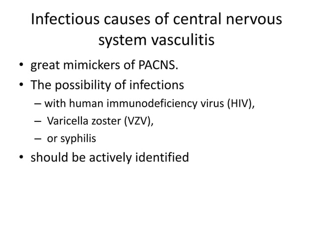 Central nervous system vasculitis | PPTX | Brain and Nervous System Disorders | Diseases and ...