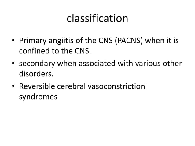 Central nervous system vasculitis | PPTX | Brain and Nervous System ...