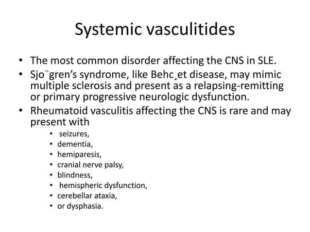 Central nervous system vasculitis | PPTX | Brain and Nervous System Disorders | Diseases and ...