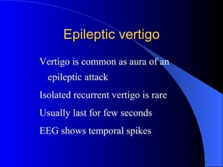 Central neurogenic vertigo | PPT