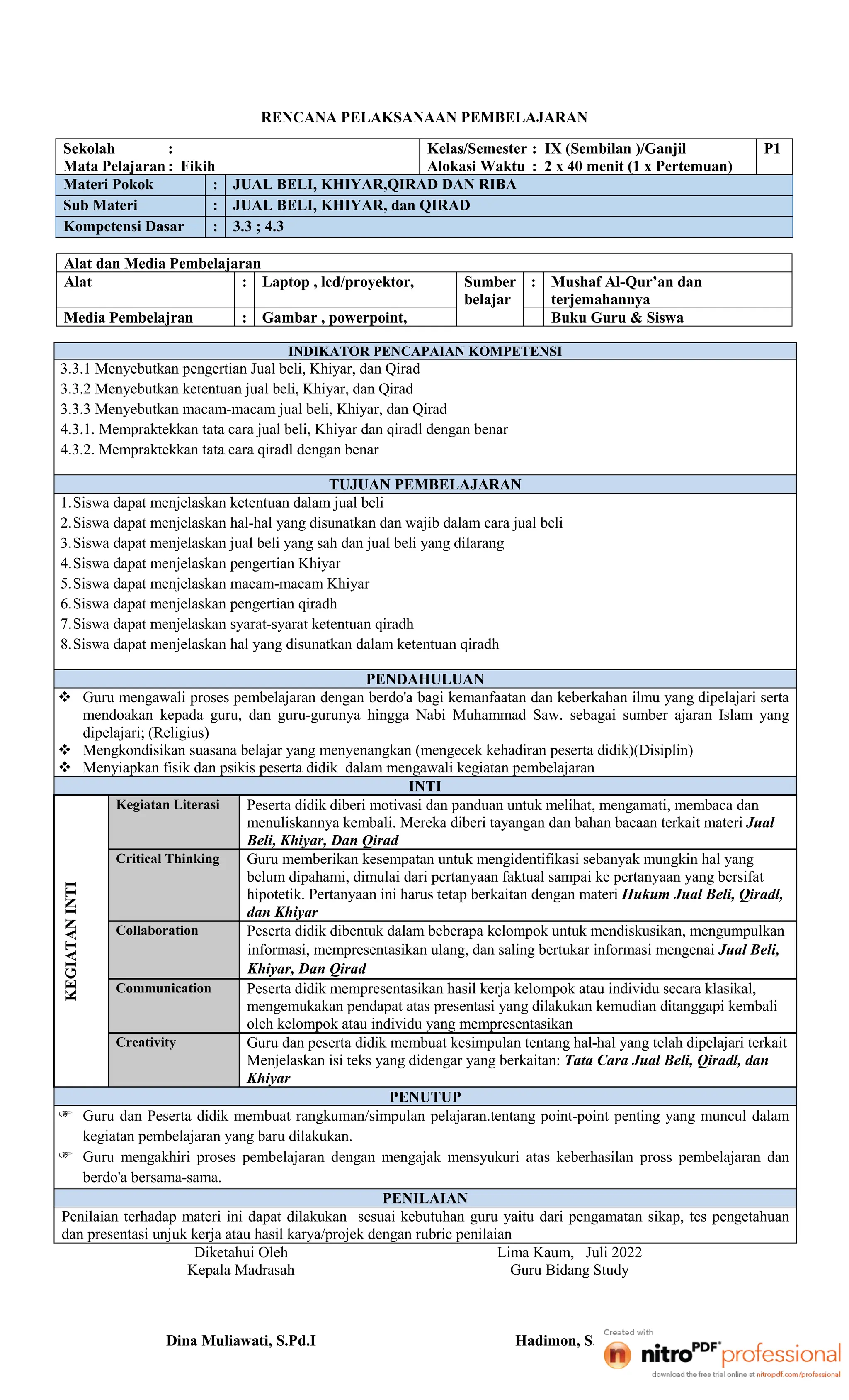 centralpendidikan.com Rpp Fikih Kelas 9 SEM 1.pdf