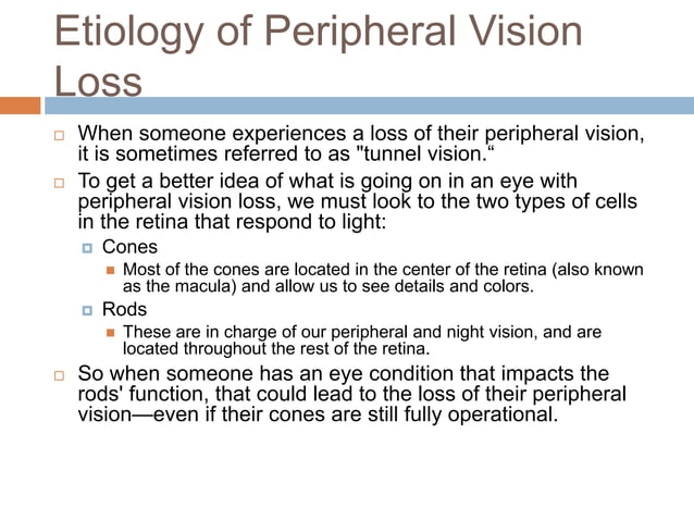 Central and Peripheral Vision & their Diseases | PPTX | Eye and Vision Conditions | Diseases and ...