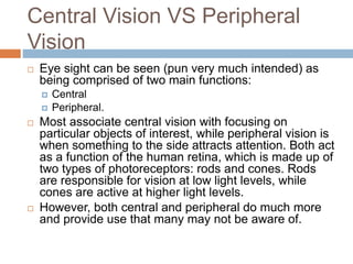 Central and Peripheral Vision & their Diseases | PPTX