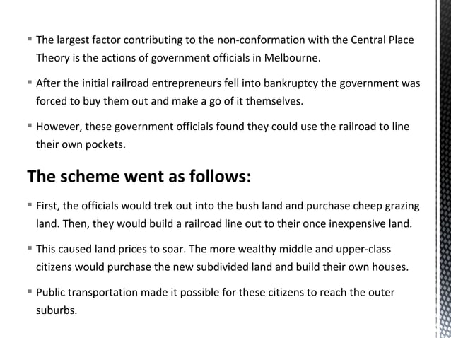 Central Place Theory | PPT | Geography | Science