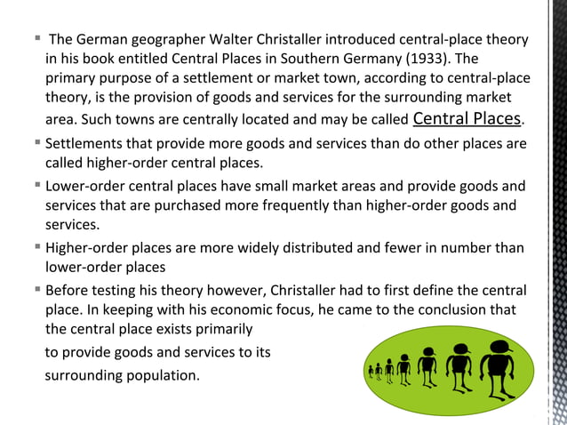 Central Place Theory | PPT | Geography | Science