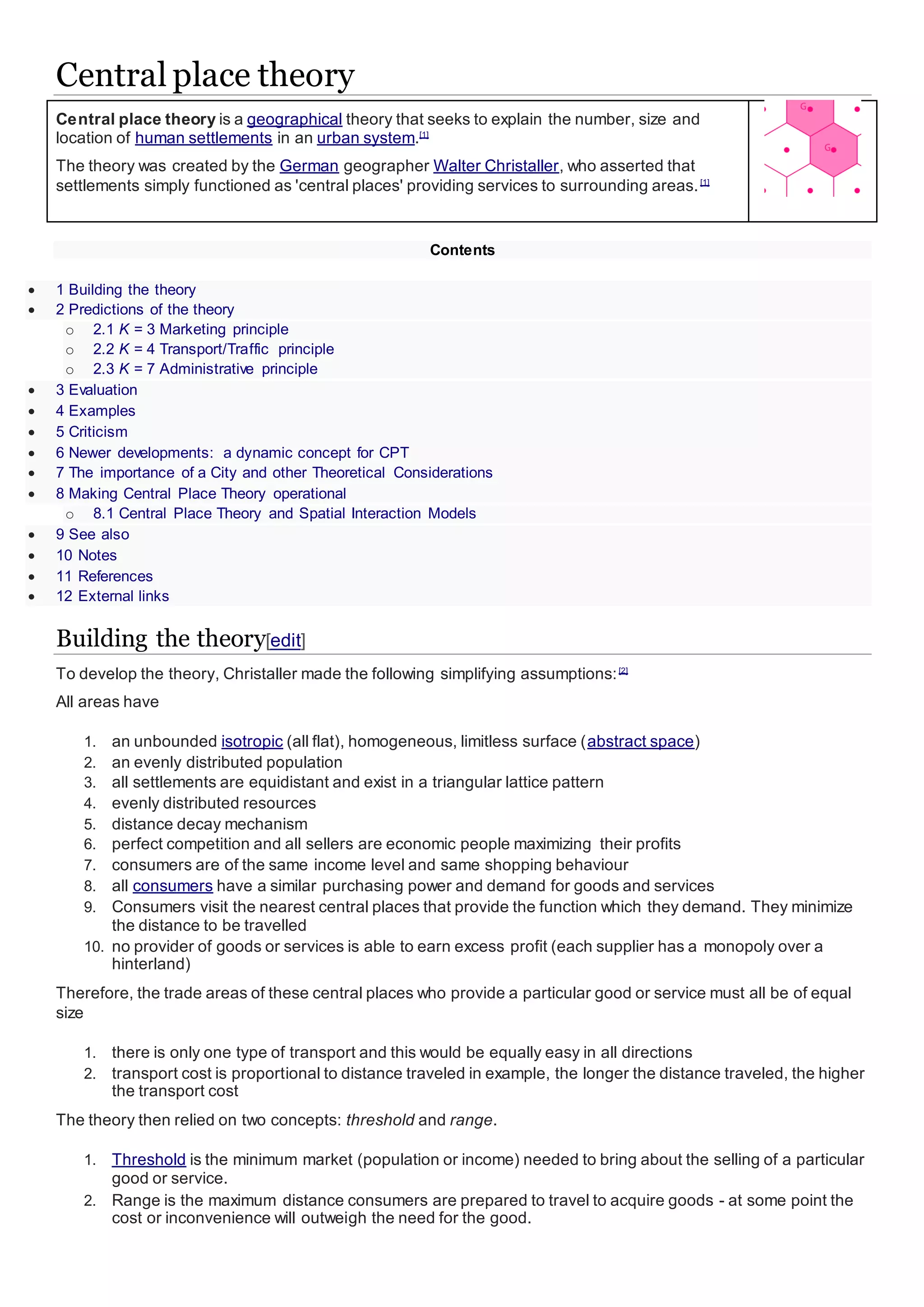 Central place theory | PDF