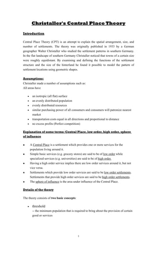 Central place theory | PDF