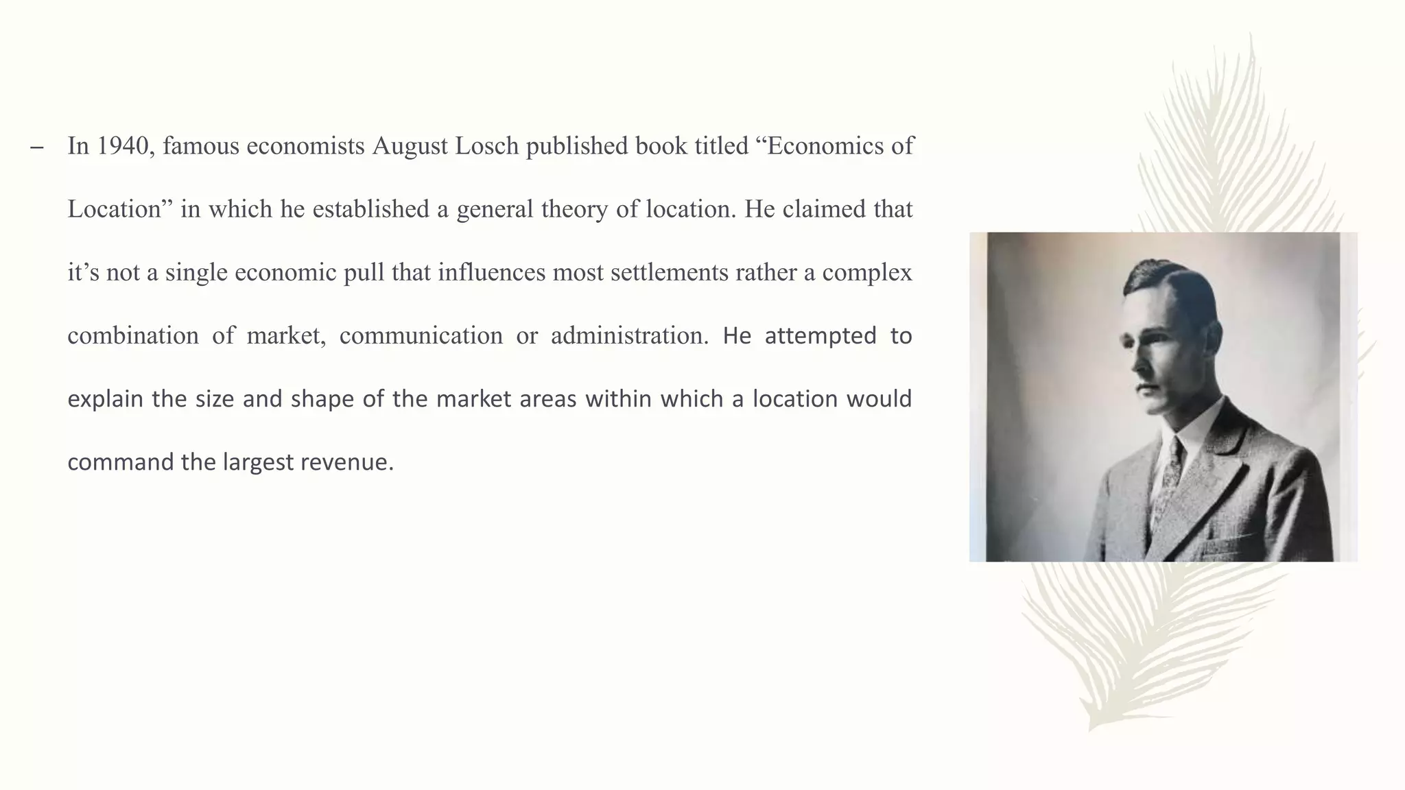 Central place theory of august losch | PPTX