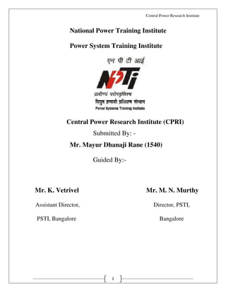 Central power research institute report | PDF