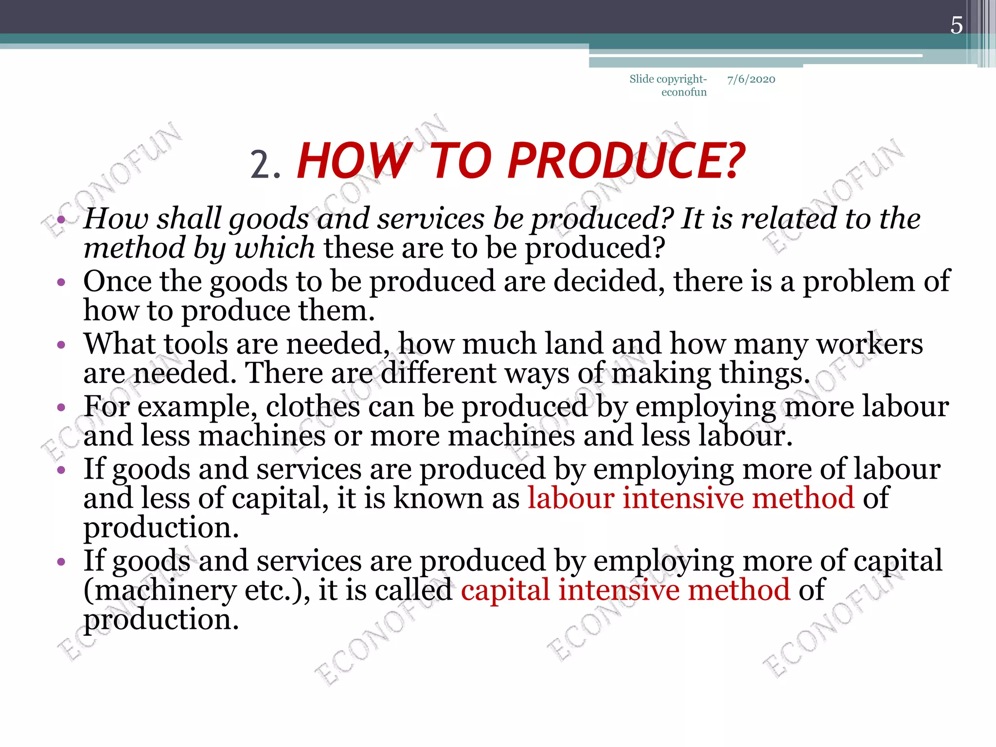 Central problems of an economy | PPTX