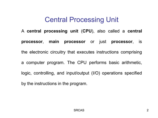 Central processing unit and stack organization r013 | PPT | Computing | Technology & Computing