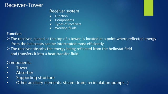 Central receiver power system | PPTX | Power and Energy Industry ...
