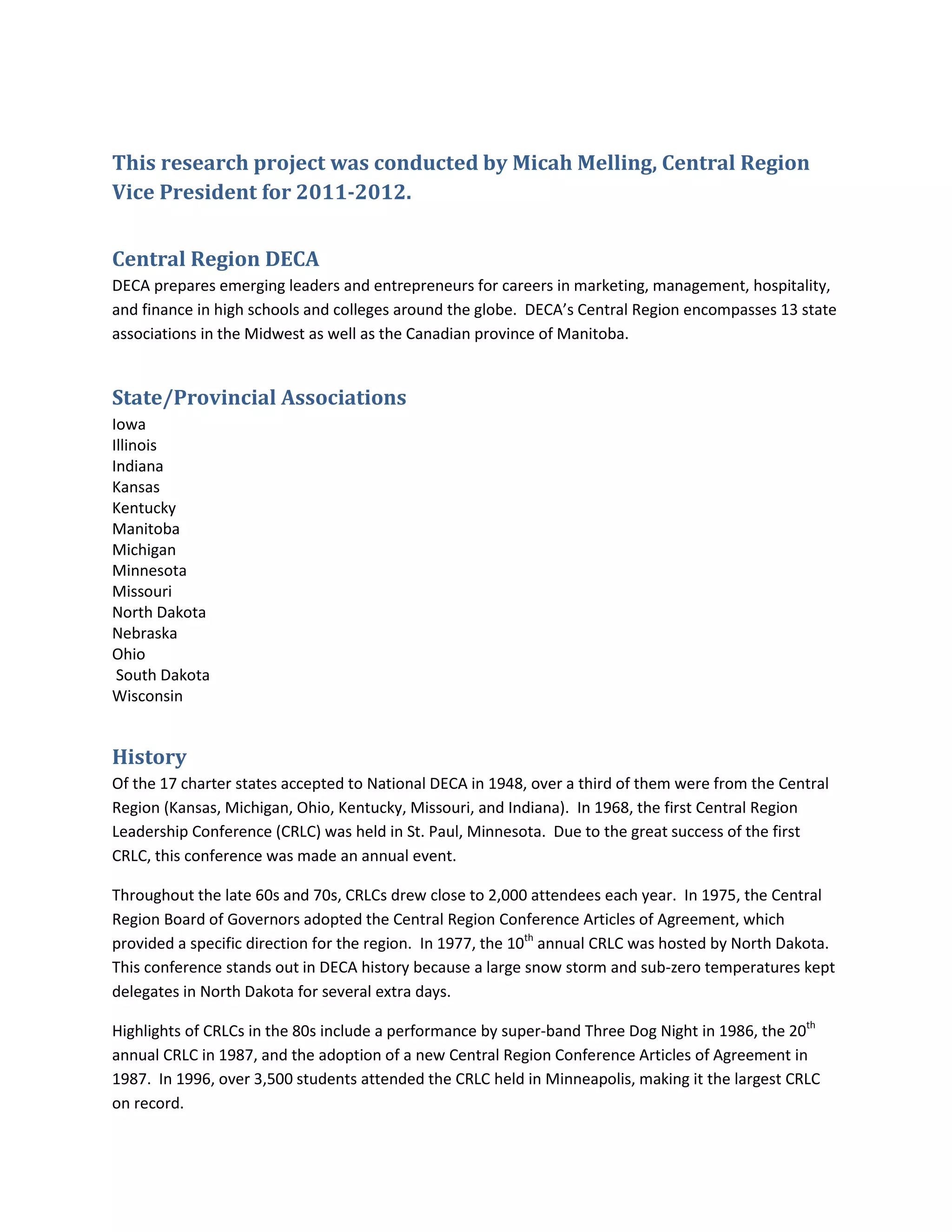 Overview of Central Region DECA | PDF