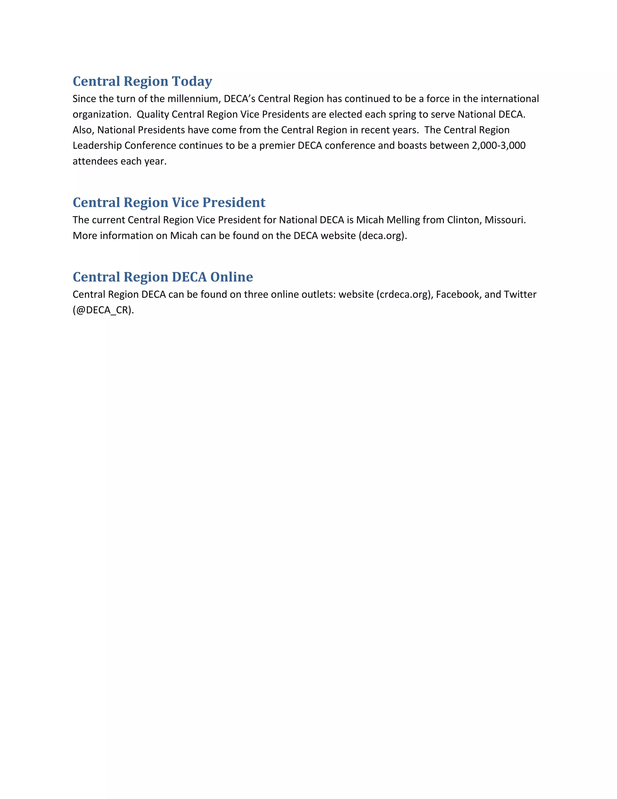 Overview of Central Region DECA | PDF