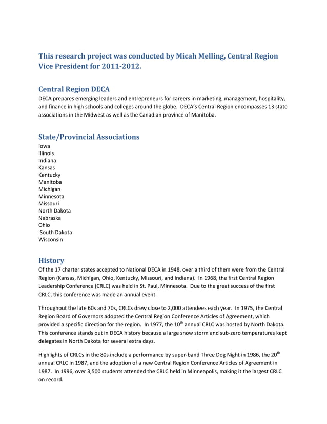 Overview of Central Region DECA | PDF