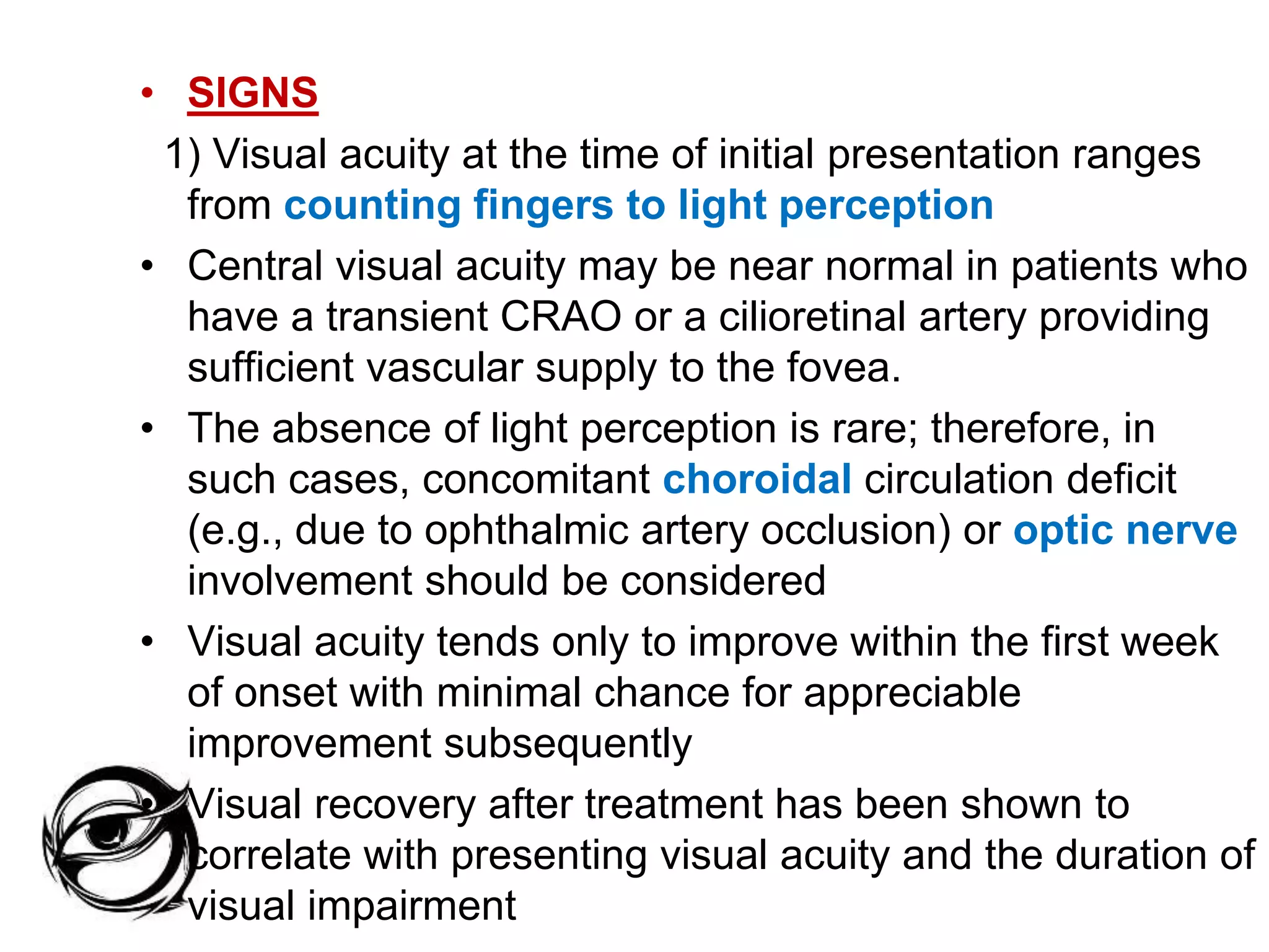 Central retinal artery occlusion | PPTX