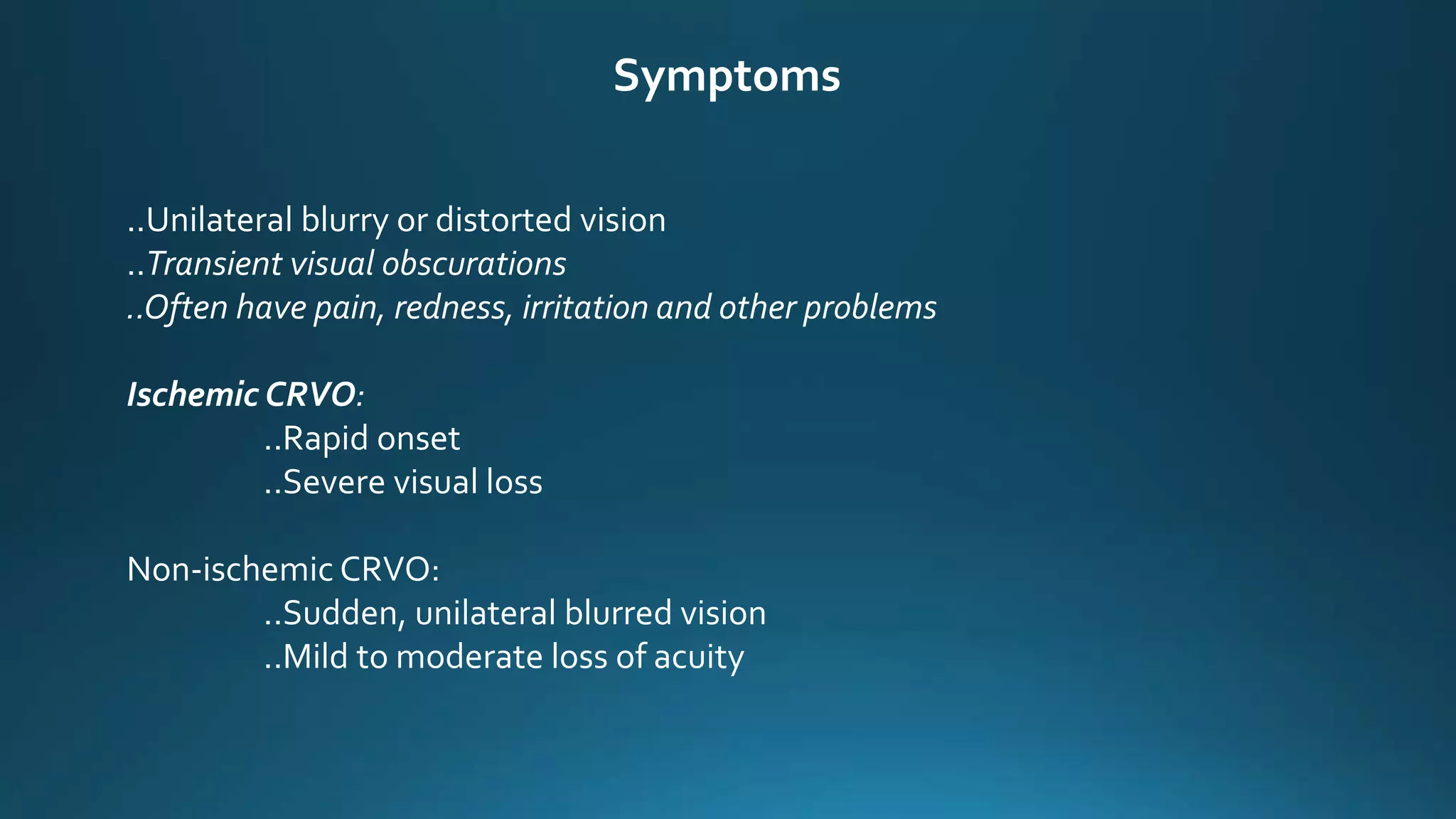 Central retinal vein occlusion CRVO | PPTX
