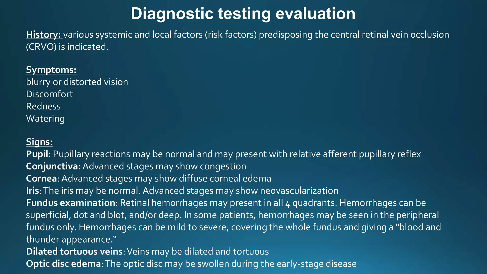 Central retinal vein occlusion CRVO | PPTX