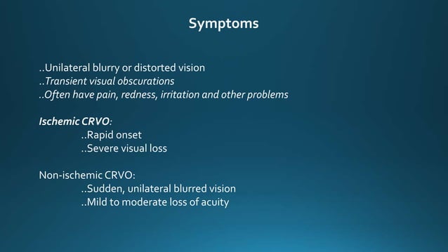 Central retinal vein occlusion CRVO | PPTX