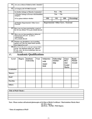 Central Silk Board Recruitment 2015-2016 Application Form Format | PDF