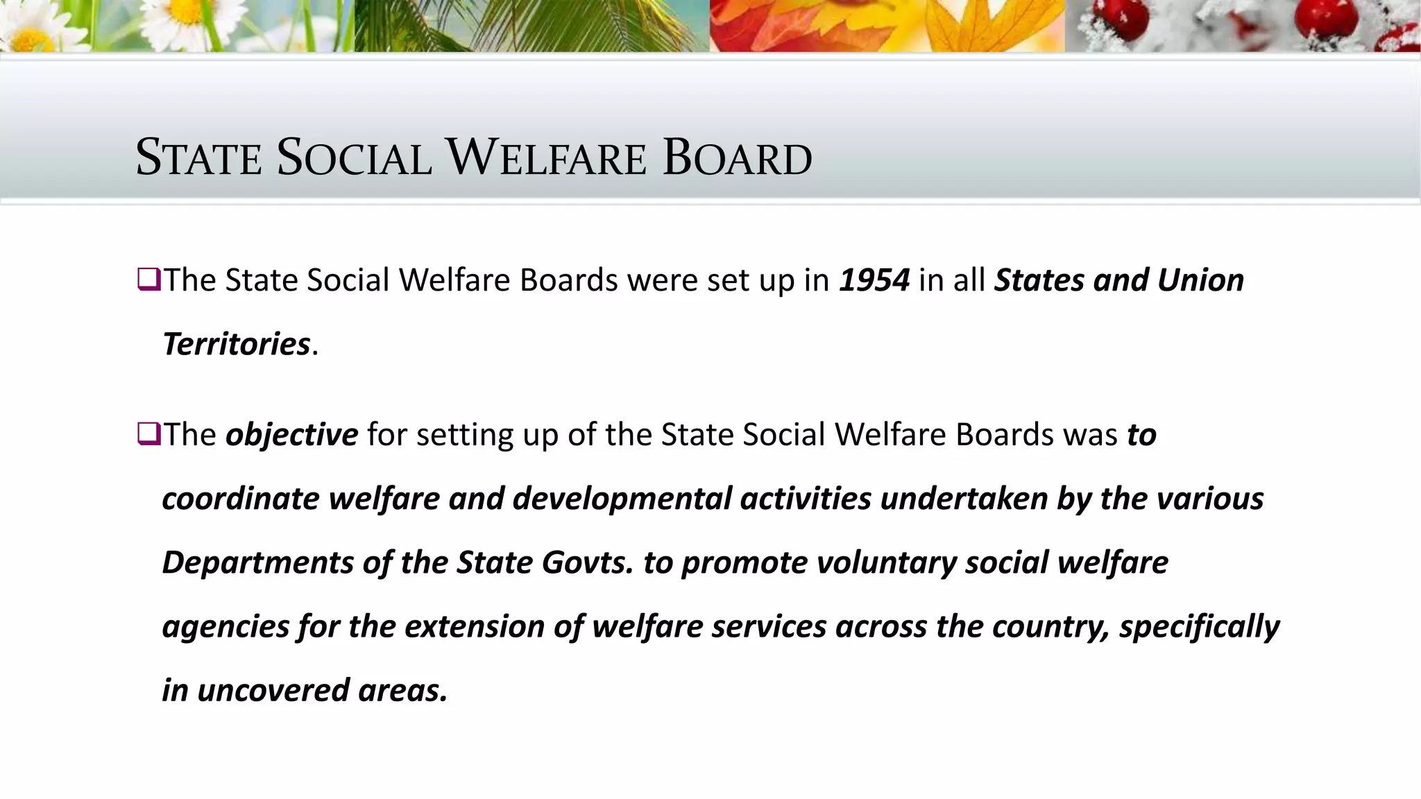 Central & State Social Welfare Board | PPTX