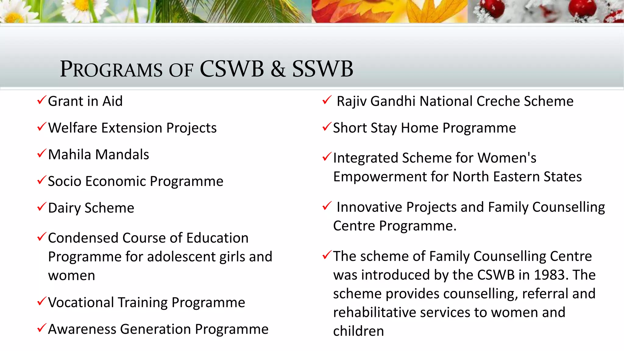 Central & State Social Welfare Board | PPTX