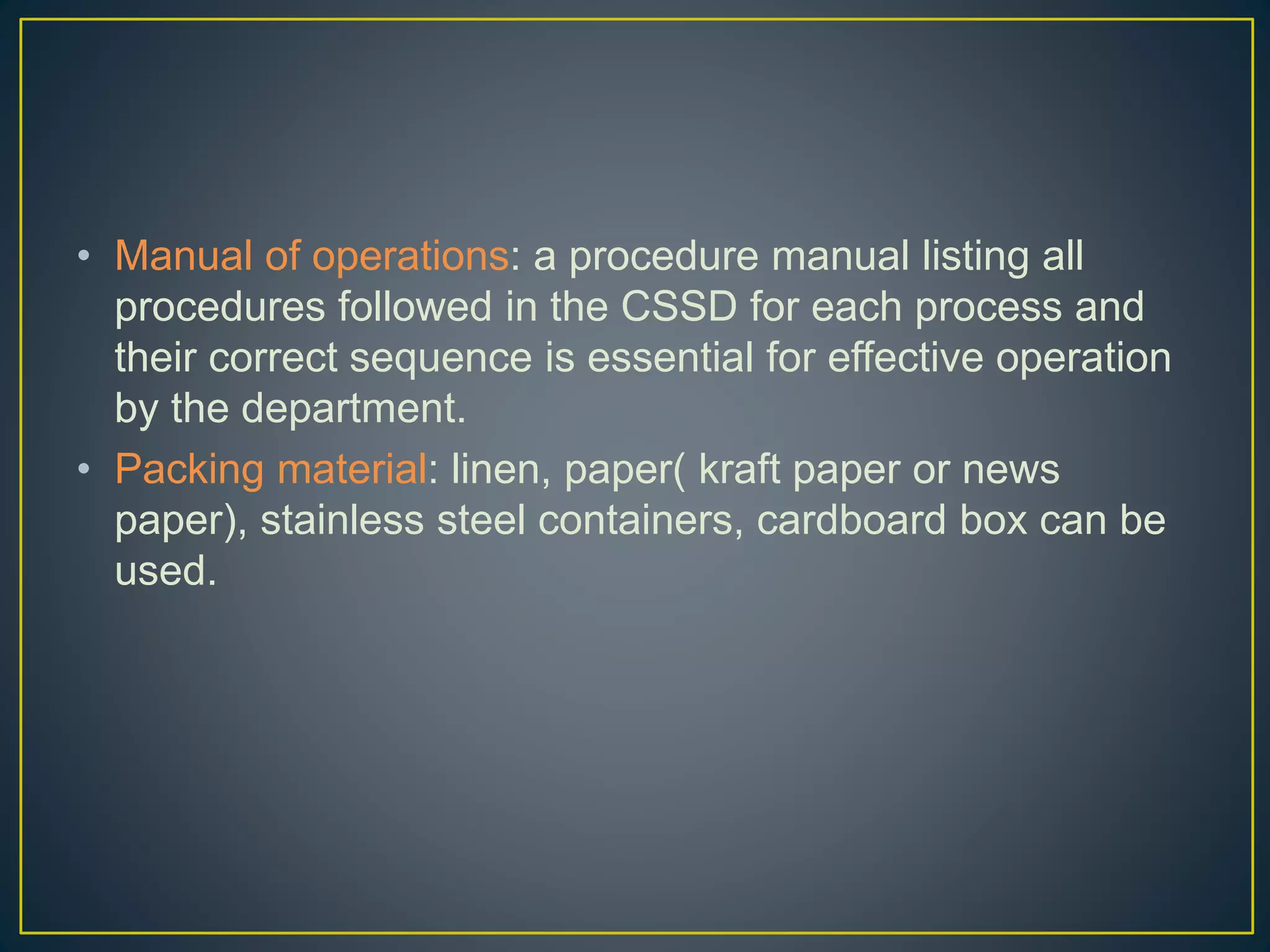 Central sterile supply department(cssd) | PPTX